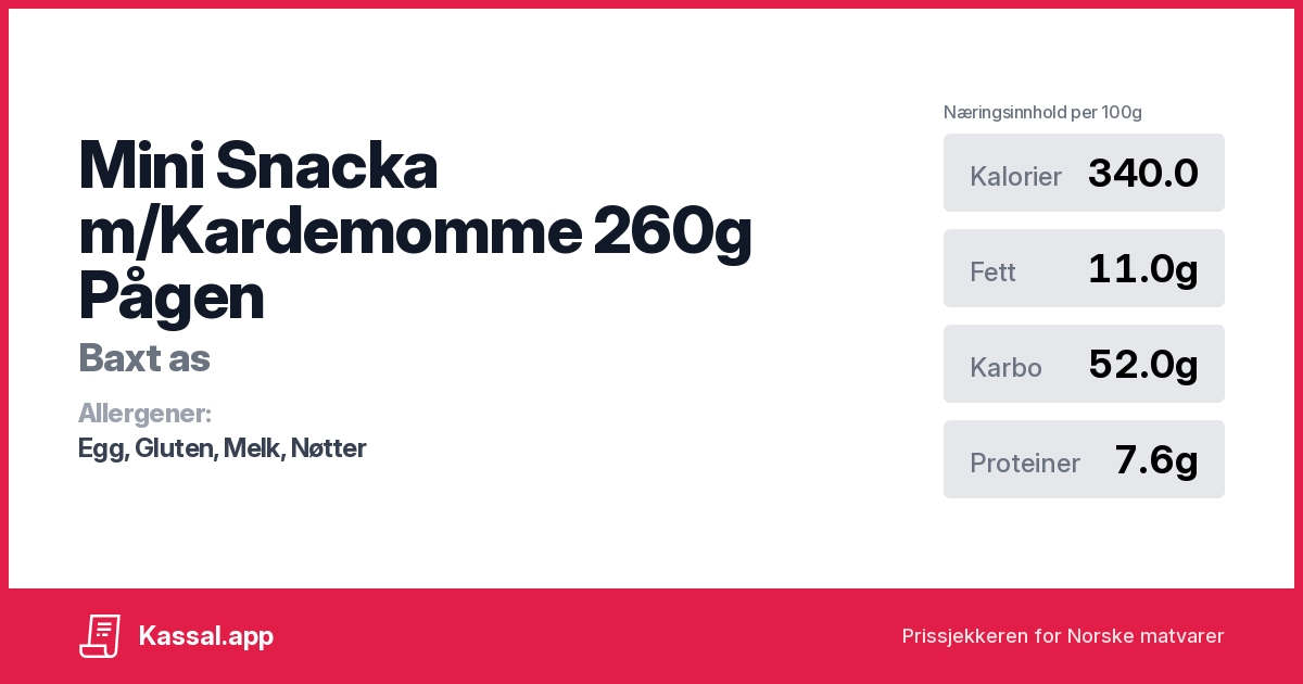 Mini Snacka m/Kardemomme 260g Pågen - Kassalapp®