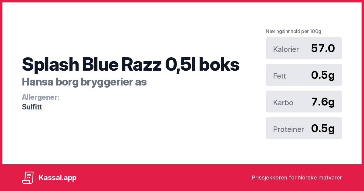 Splash Blue Razz 0,5l boks - Kassalapp®