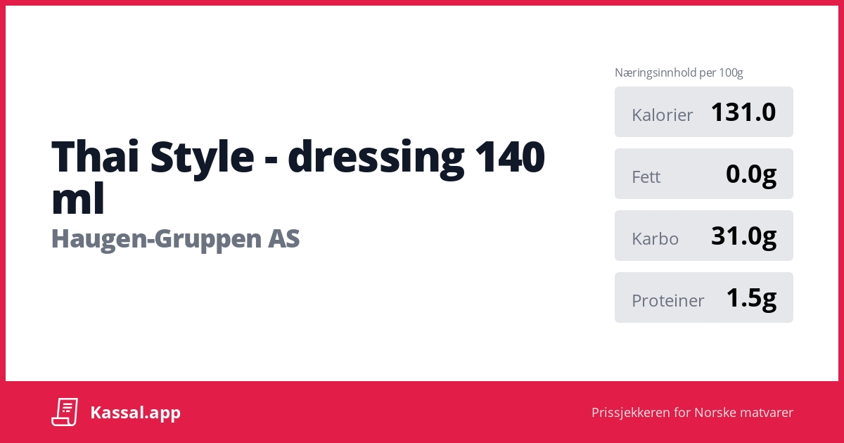 Thai Style - dressing 140 ml - Kassalapp®