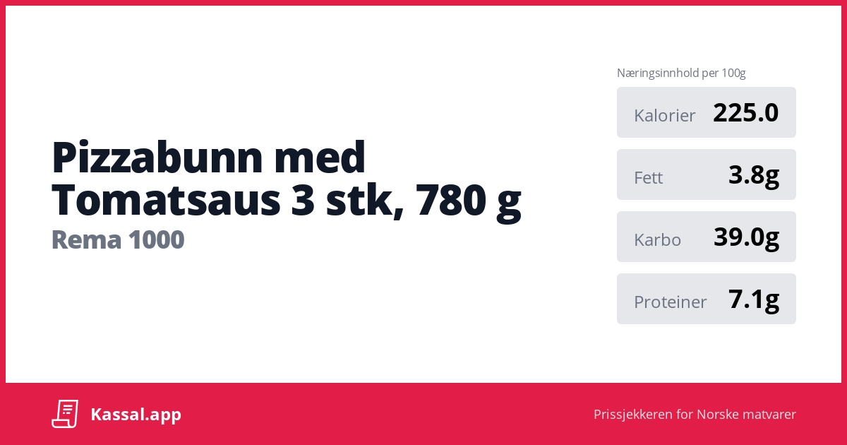 Pizzabunn med Tomatsaus 3 stk, 780 g - Kassalapp®