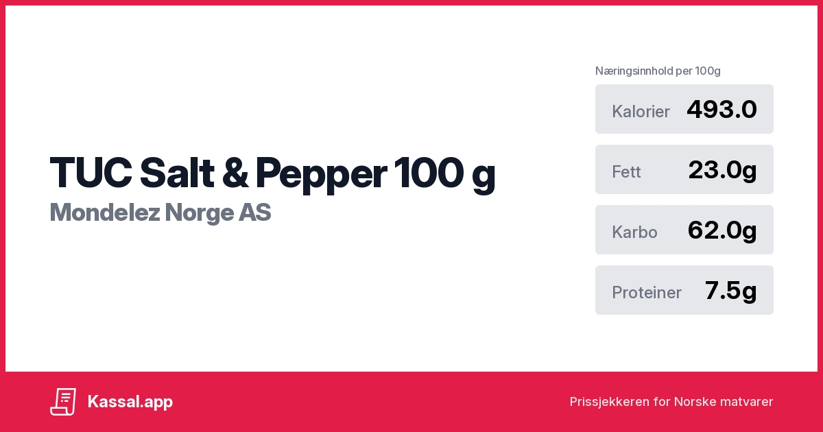 TUC Salt & Pepper 100 g - Kassalapp®