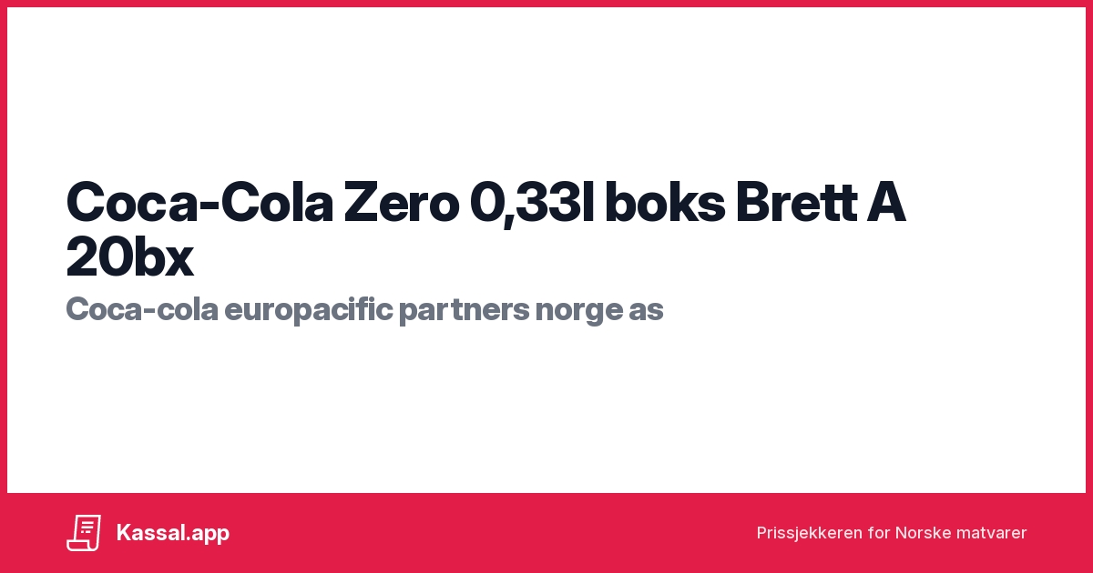 Coca-Cola Zero 0,33l boks Brett A 20bx - Kassalapp®