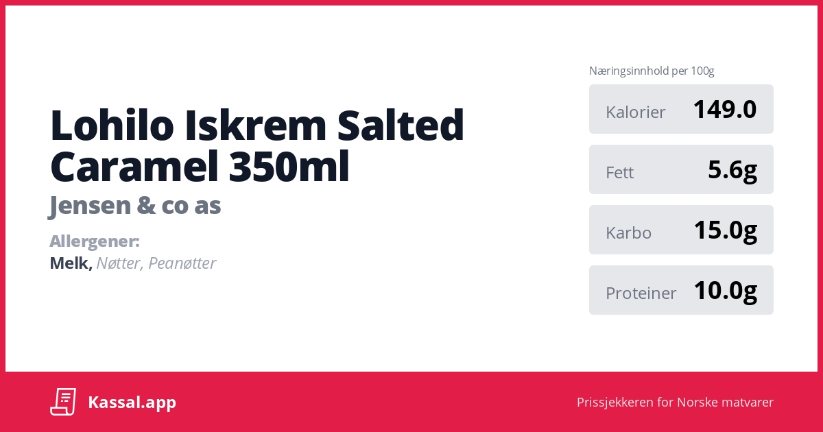 Lohilo Iskrem Salted Caramel 350ml - Kassalapp®