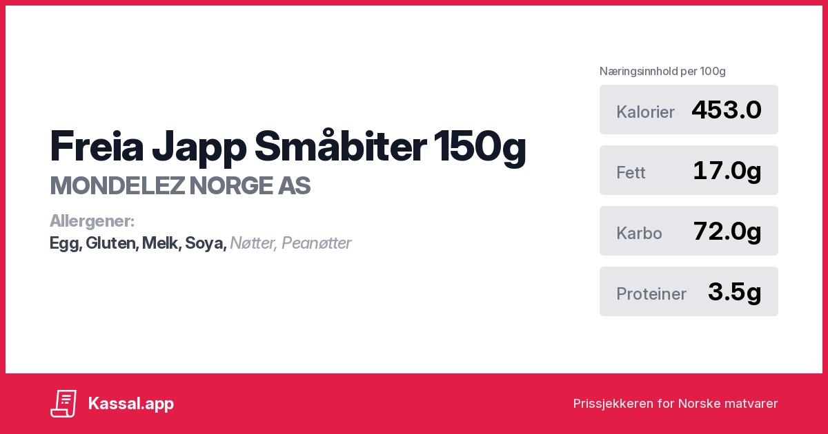 Freia Japp Småbiter 150g - Kassalapp®