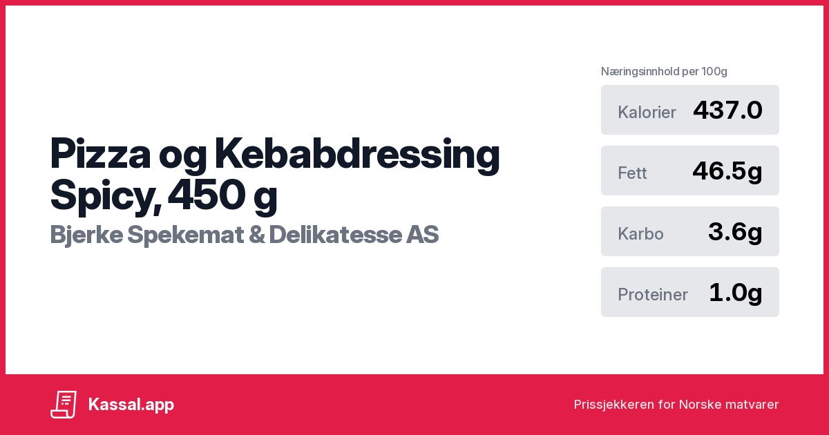Pizza- og kebabdressing Spicy, 450 ml - Kassalapp®