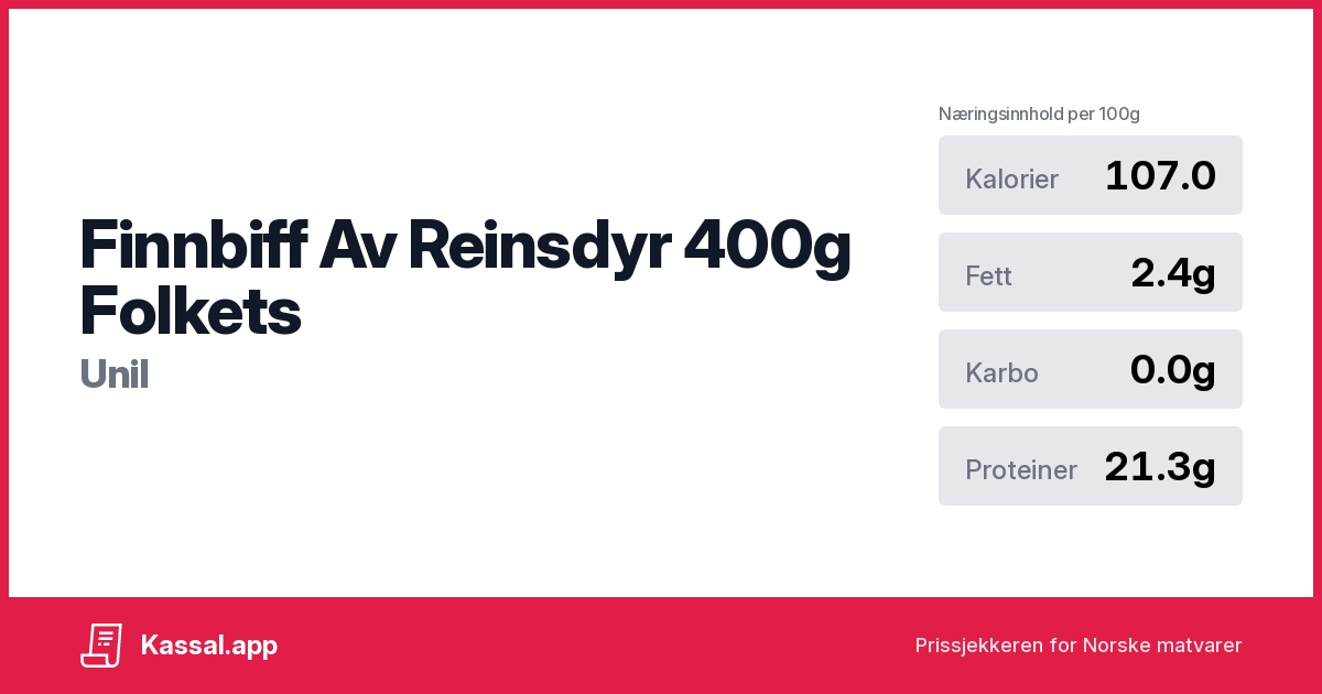 Finnbiff Av Reinsdyr 400g Folkets - Kassalapp®