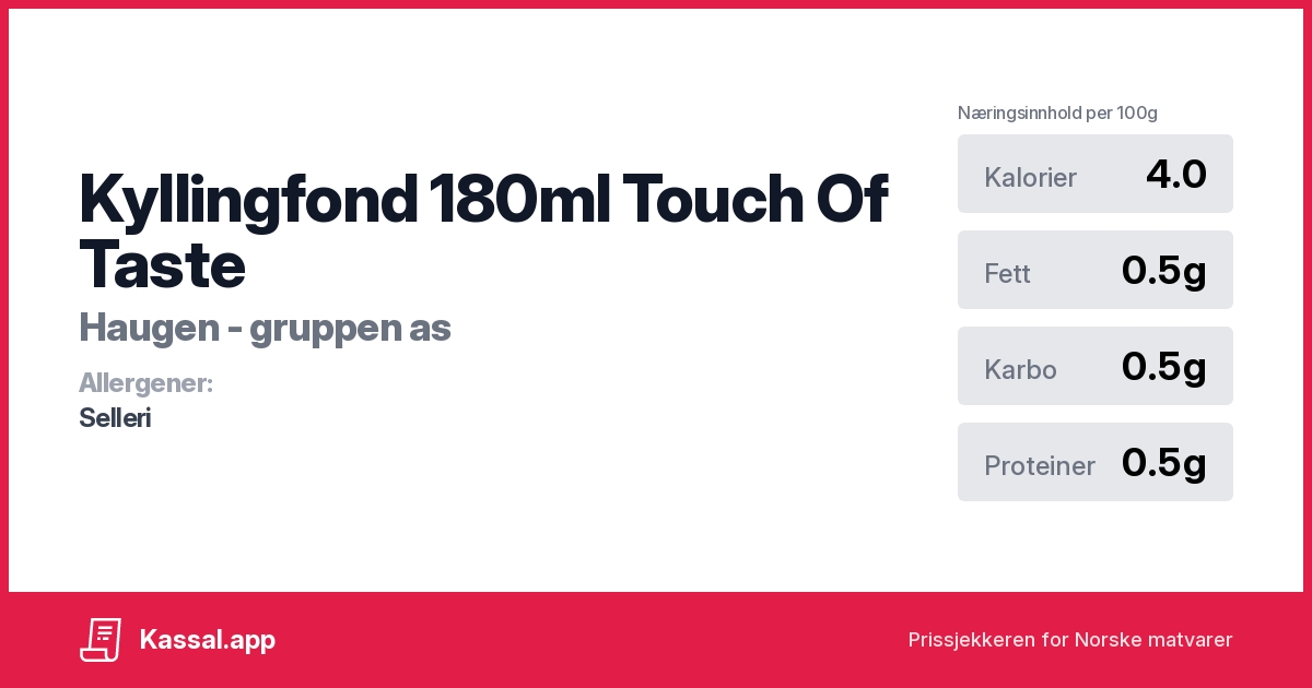 Kyllingfond 180ml Touch Of Taste - Kassalapp®