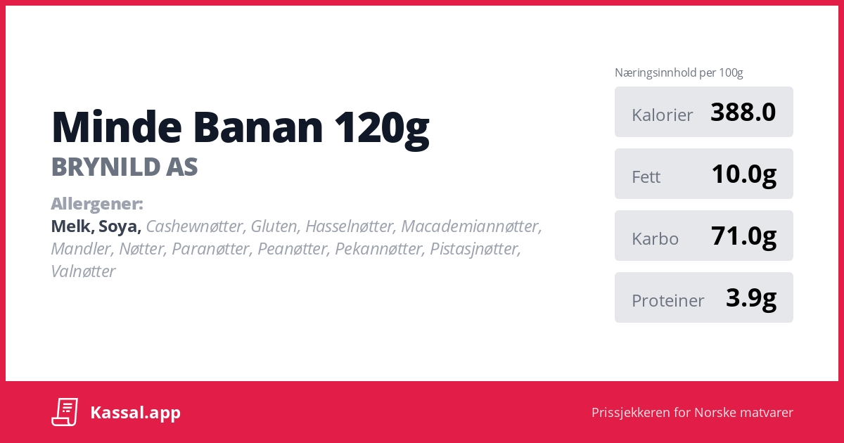 Minde Banan 120g - Kassalapp®