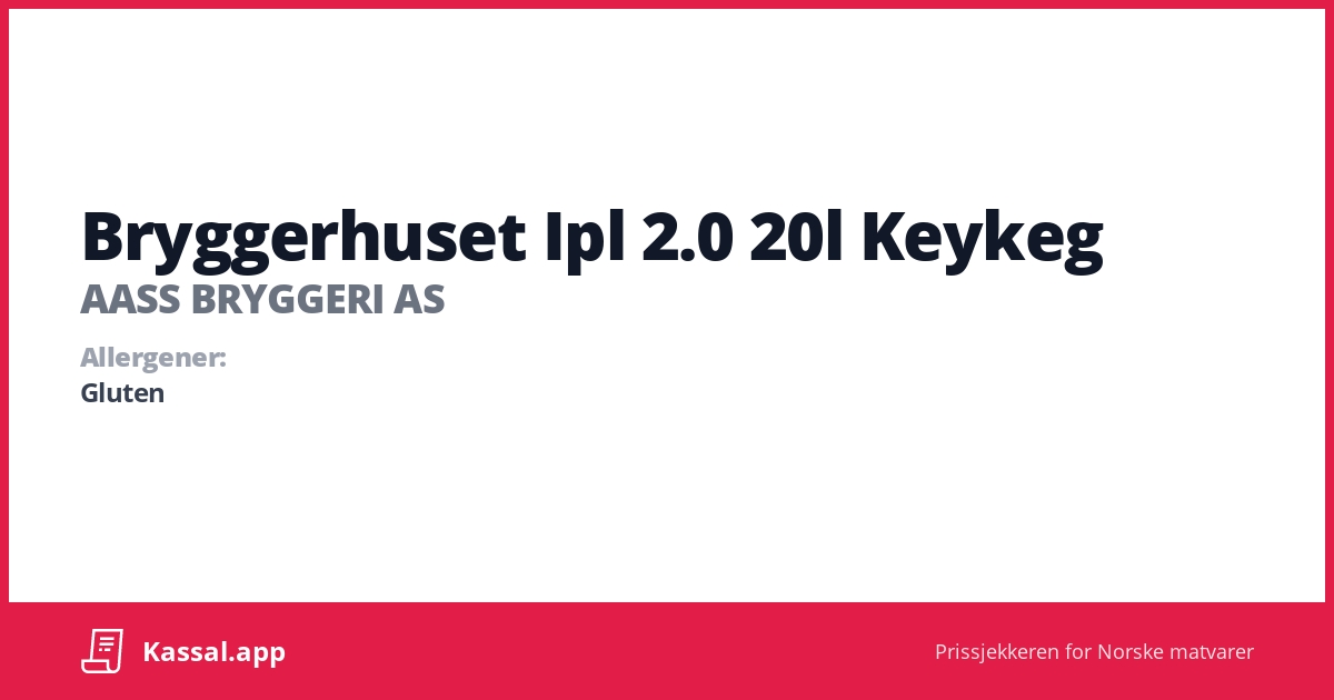 Bryggerhuset Ipl 2.0 20l Keykeg - Kassalapp®