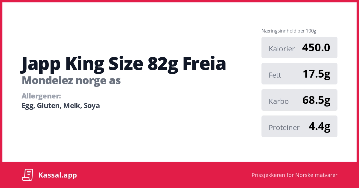 Japp King Size 82g Freia - Kassalapp®