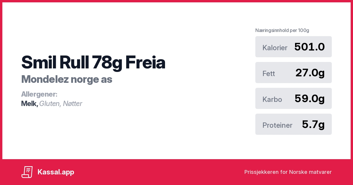 Smil Rull 78g Freia - Kassalapp®