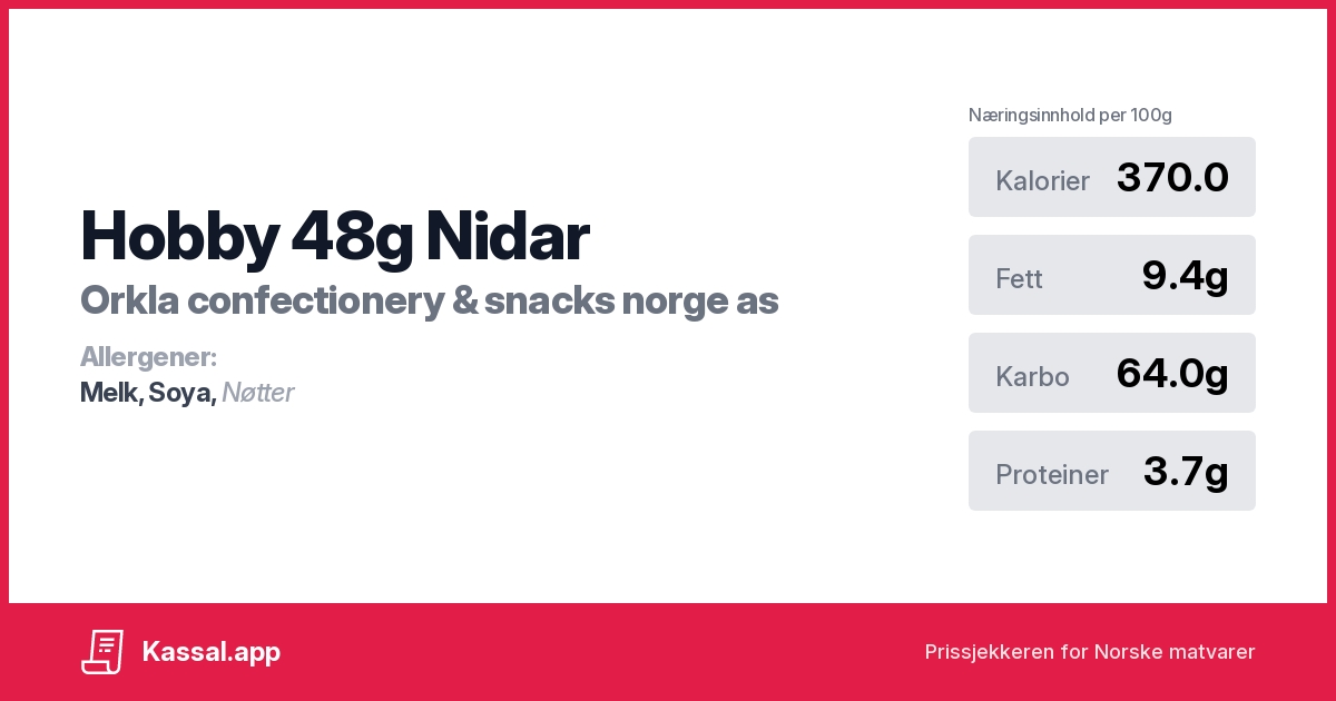 Hobby 48g Nidar - Kassalapp®