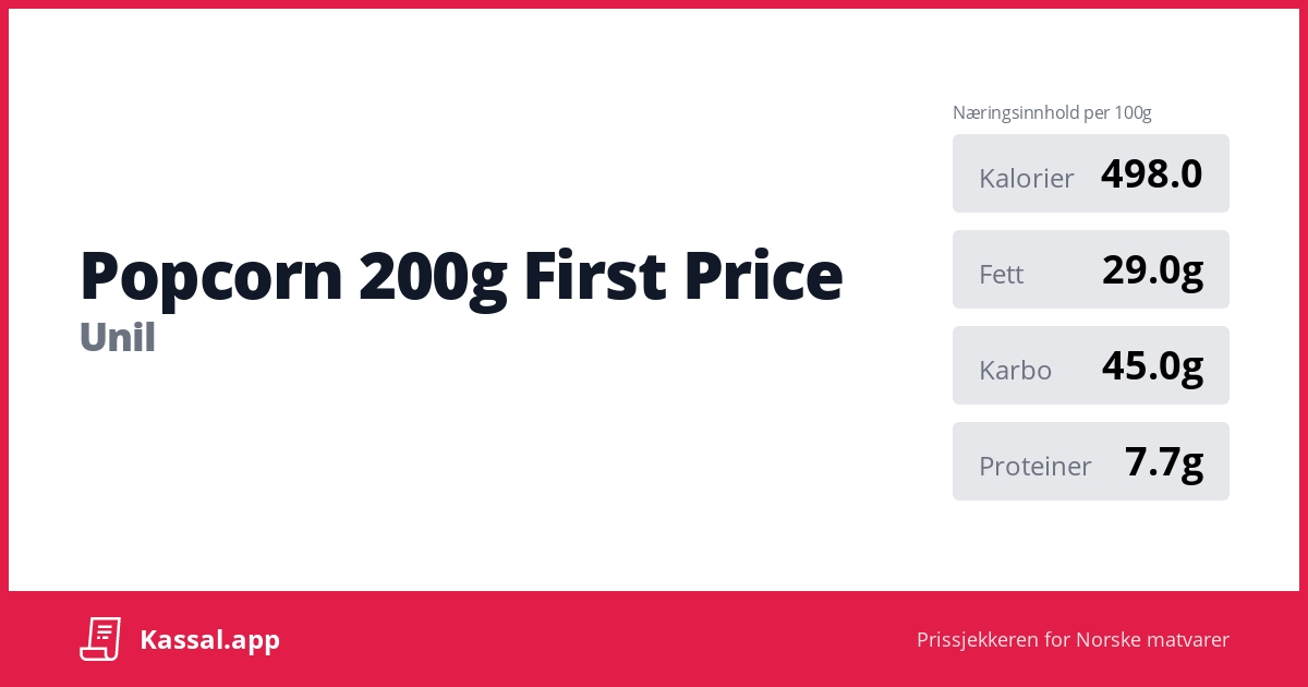 Popcorn 200g First Price - Kassalapp®