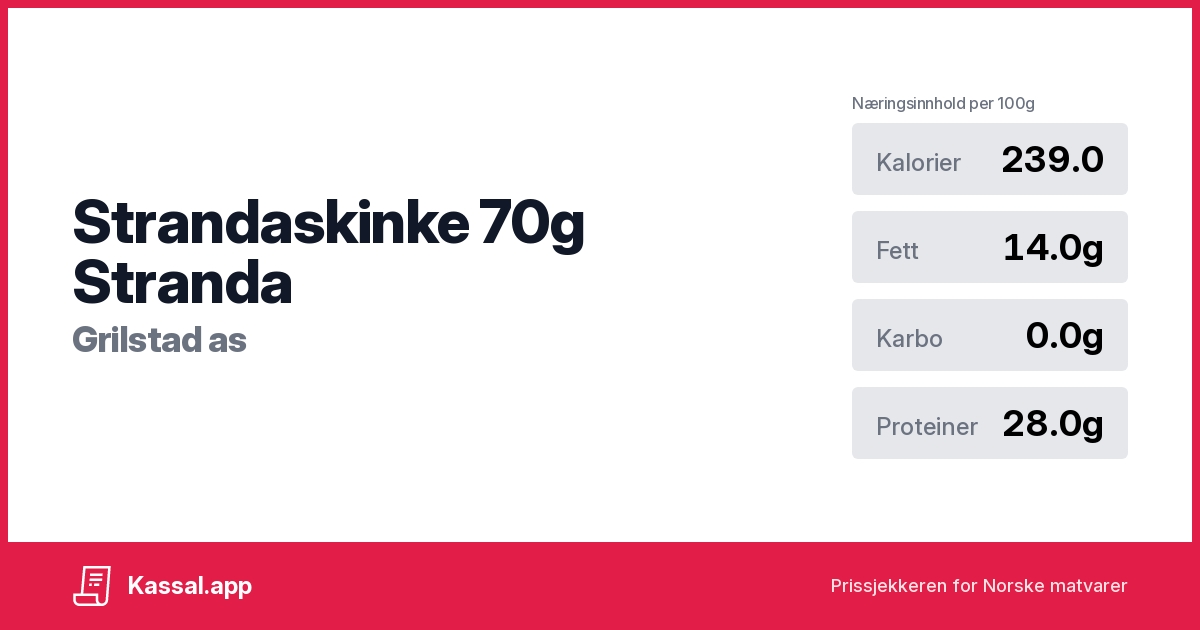 Strandaskinke 70g Stranda - Kassalapp®