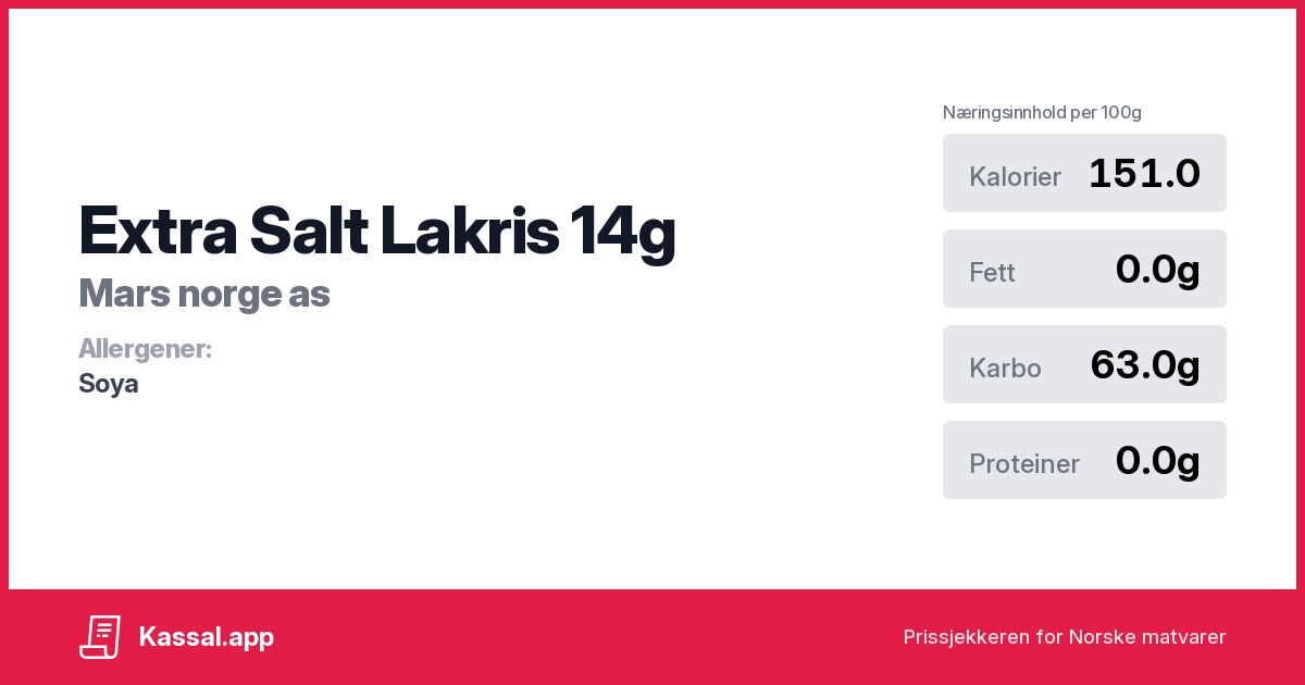 Extra Salt Lakris 14g - Kassalapp®