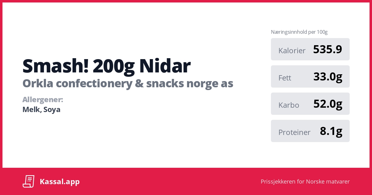 Smash! 200g Nidar - Kassalapp®