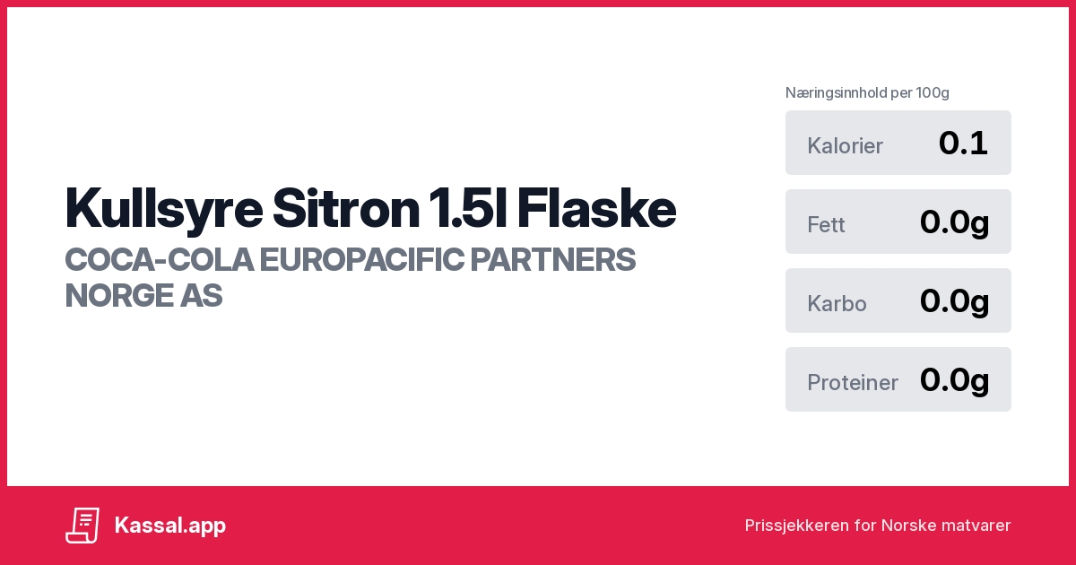 Kullsyre Sitron 1.5l Flaske - Kassalapp®