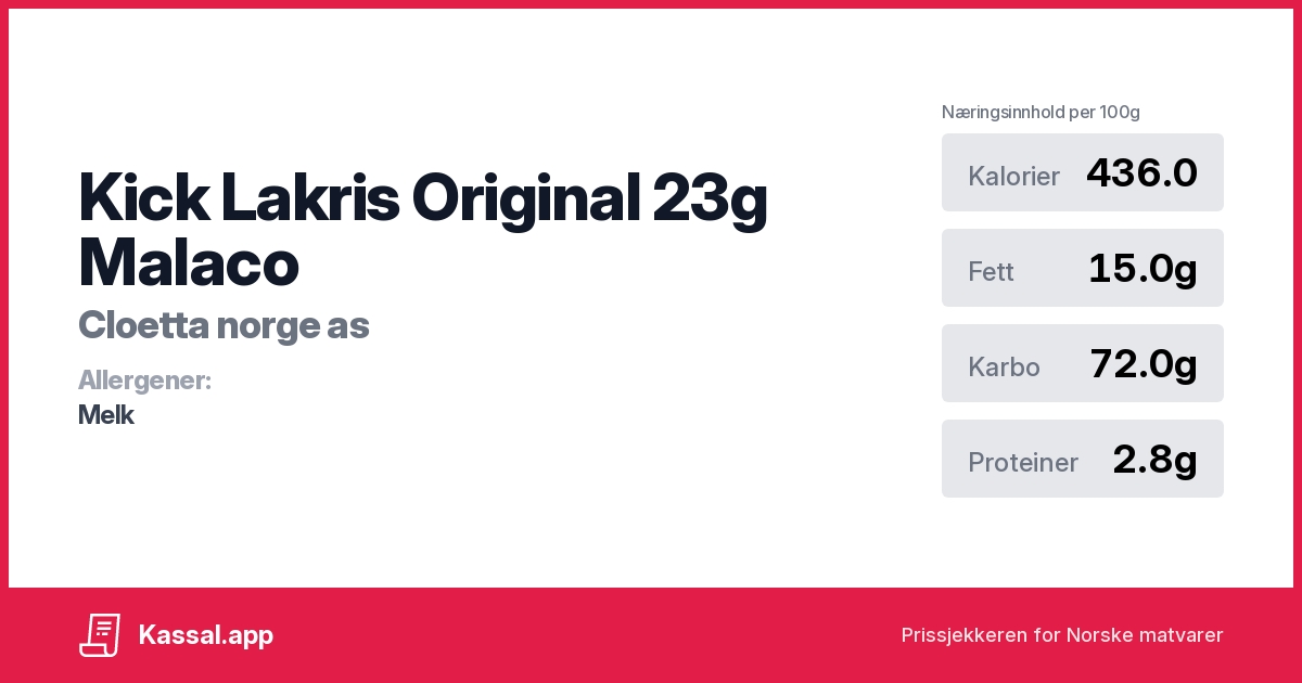 Kick Lakris Original 23g Malaco - Kassalapp®