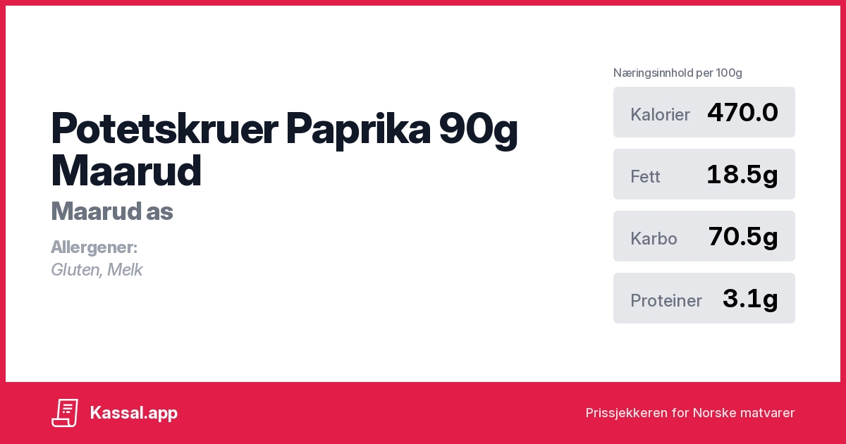 Potetskruer Paprika 90g Maarud - Kassalapp®