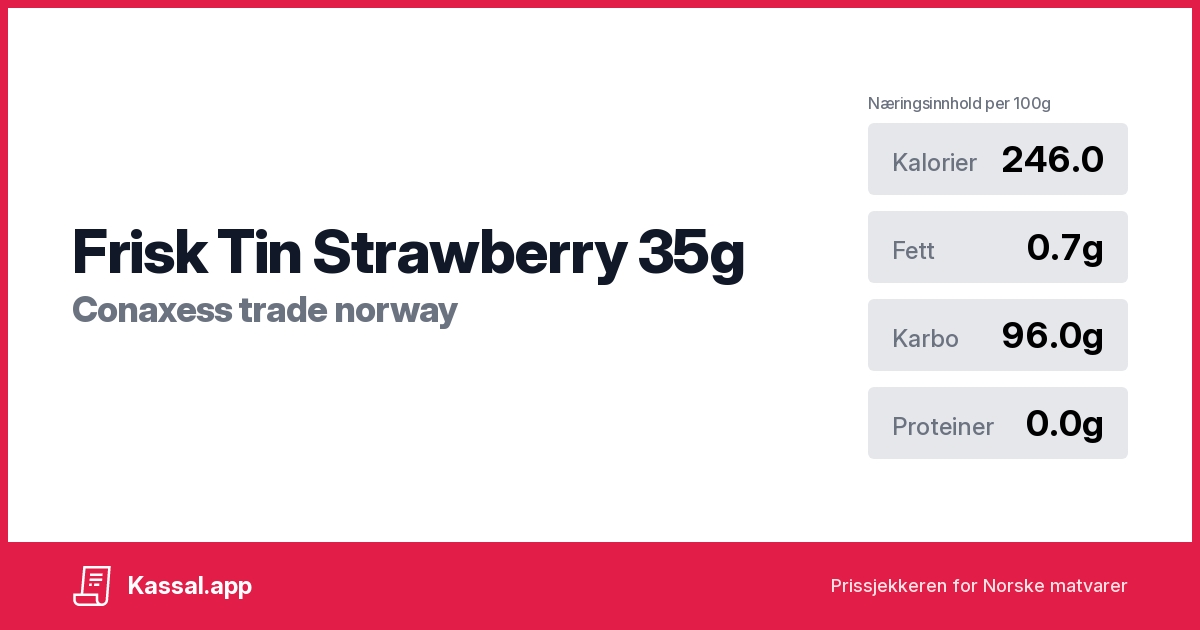 Frisk Tin Strawberry 35g - Kassalapp®