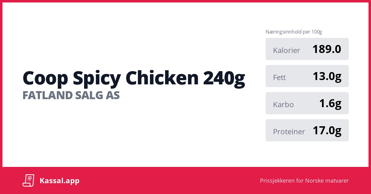 Coop Spicy Chicken 240g - Kassalapp®