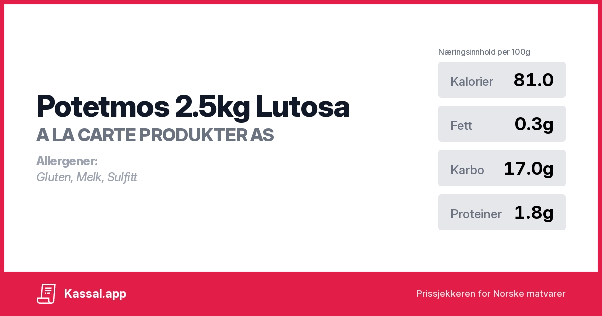 Potetmos 2.5kg Lutosa - Kassalapp®