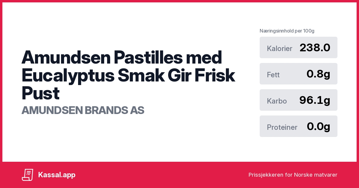 Amundsen Pastilles med Eucalyptus Smak Gir Frisk Pust - Kassalapp®