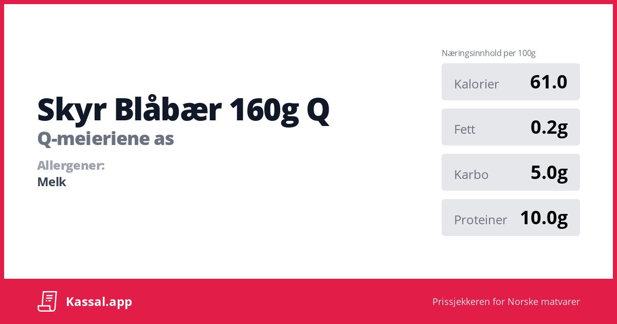 Skyr Blåbær 160g Q - Kassalapp®