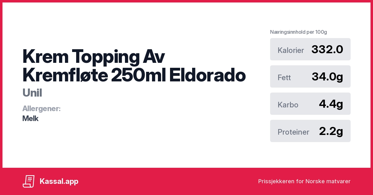 Krem Topping Av Kremfløte 250ml Eldorado - Kassalapp®
