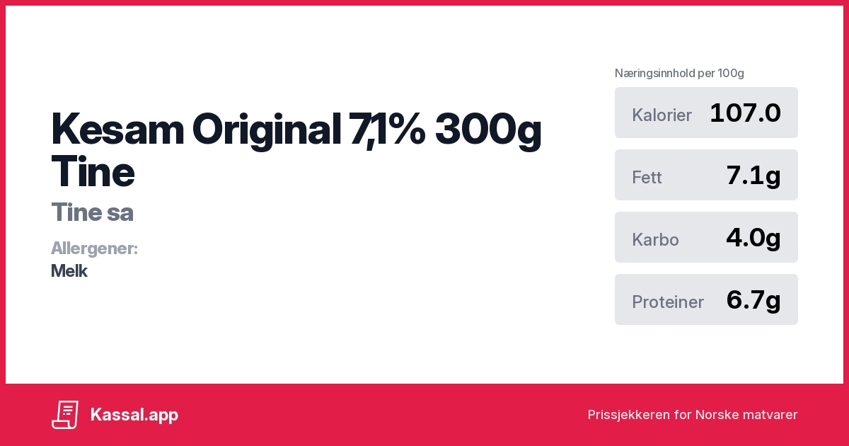 Kesam Original 7,1% 300g Tine - Kassalapp®