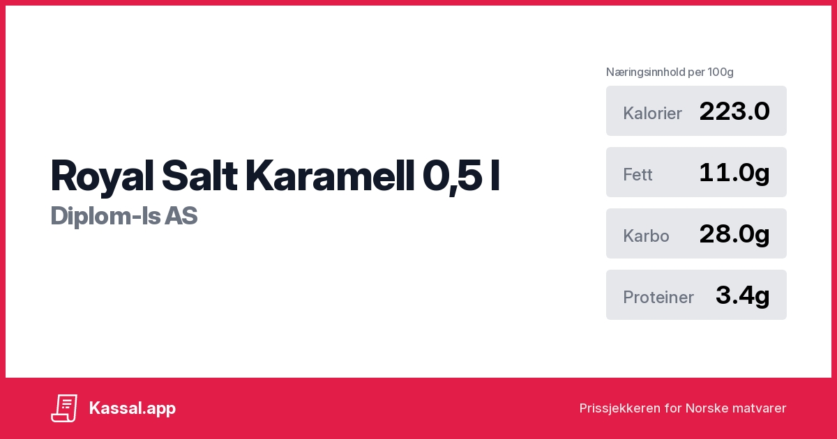 Royal Salt Karamell 0,5 l - Kassalapp®