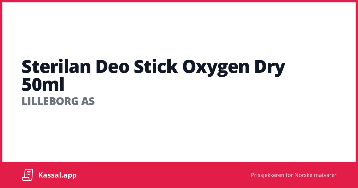 Sterilan Deo Stick Oxygen Dry 50ml - Kassalapp®