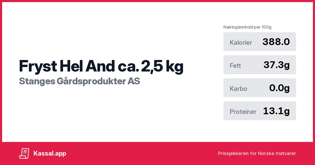 Fryst Hel And ca. 2950 g - Kassalapp®