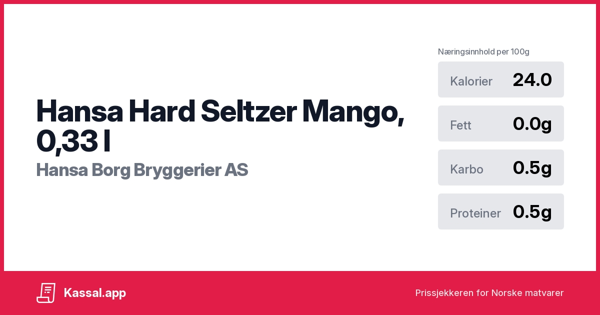 Hansa Hard Seltzer Mango, 0,33 l - Kassalapp®
