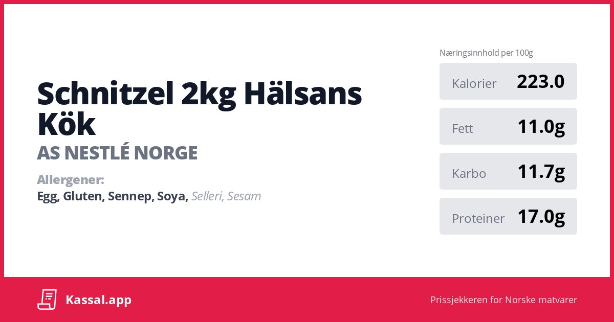 Schnitzel 2kg Hälsans Kök - Kassalapp®