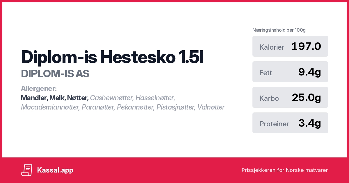 Diplom-is Hestesko 1.5l - Kassalapp®