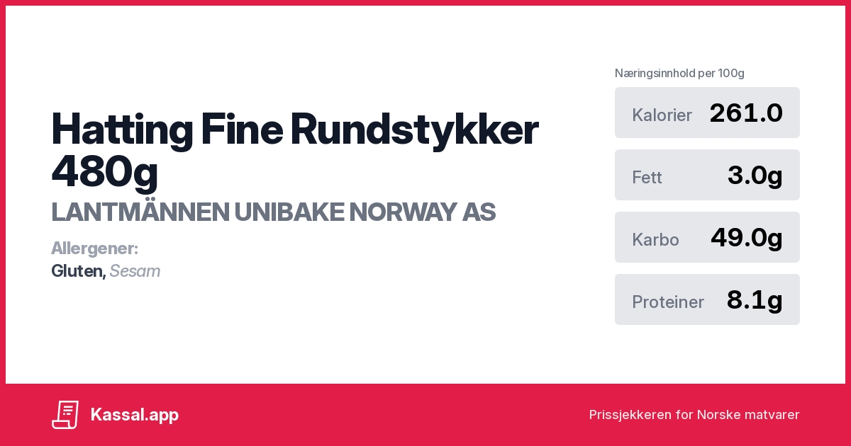 Hatting Fine Rundstykker 480g - Kassalapp®