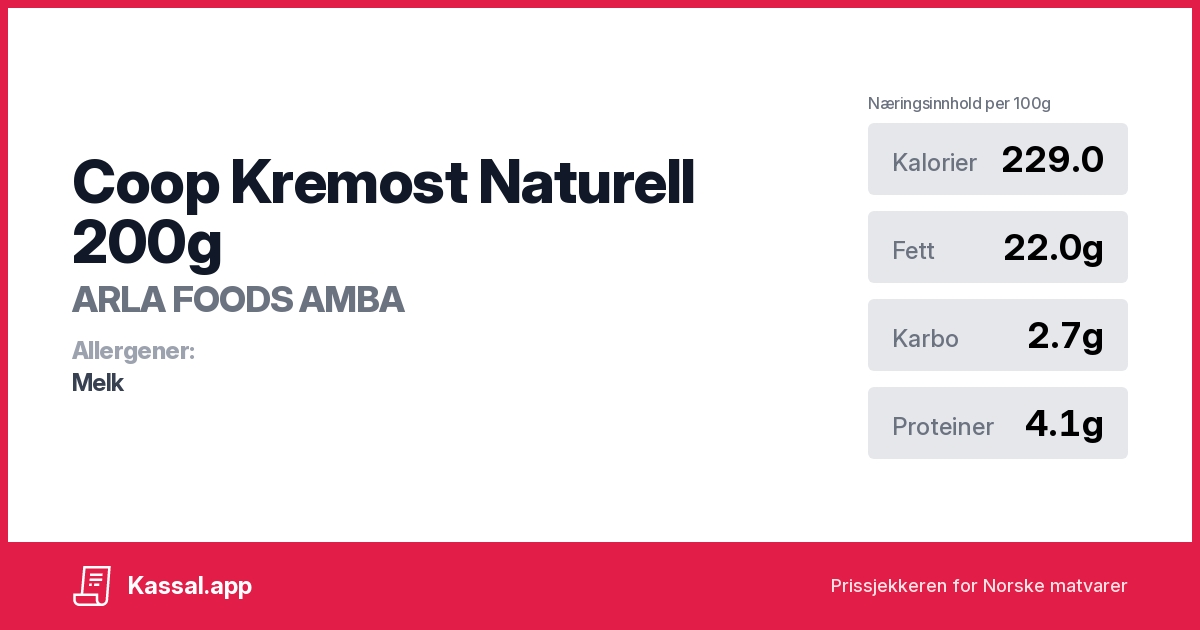 Coop Kremost Naturell 200g - Kassalapp®