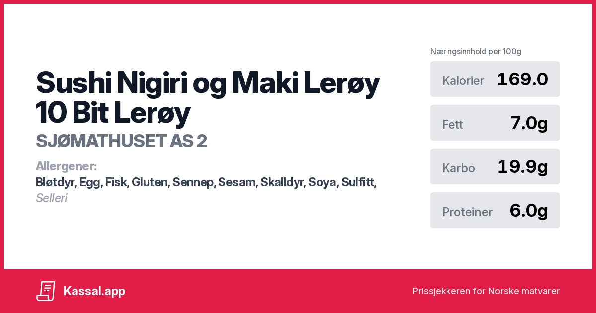 Sushi Nigiri og Maki Lerøy 10 Bit Lerøy - Kassalapp®