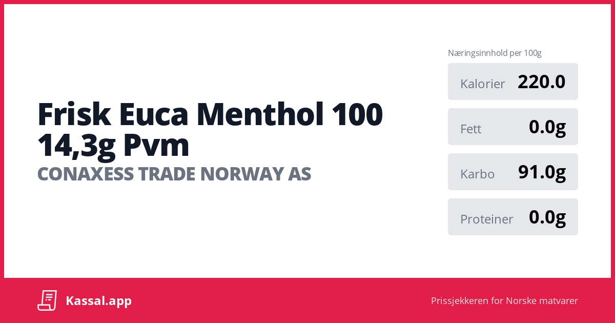 Frisk Euca Menthol 100 14,3g Pvm - Kassalapp®
